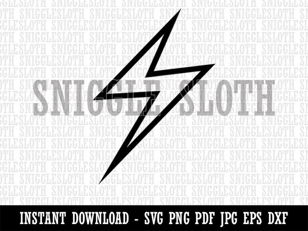 Lightning Bolt Thunderbolt Outline Clipart Instant Digital Download SVG ...