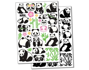 Cute Cartoon Panda Temporary Fake Tattoo Sticker set of 2 - Etsy