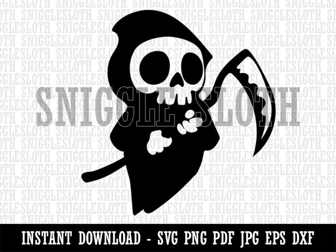 Cute Grim Reaper Death Halloween Clipart Instant Digital - Etsy