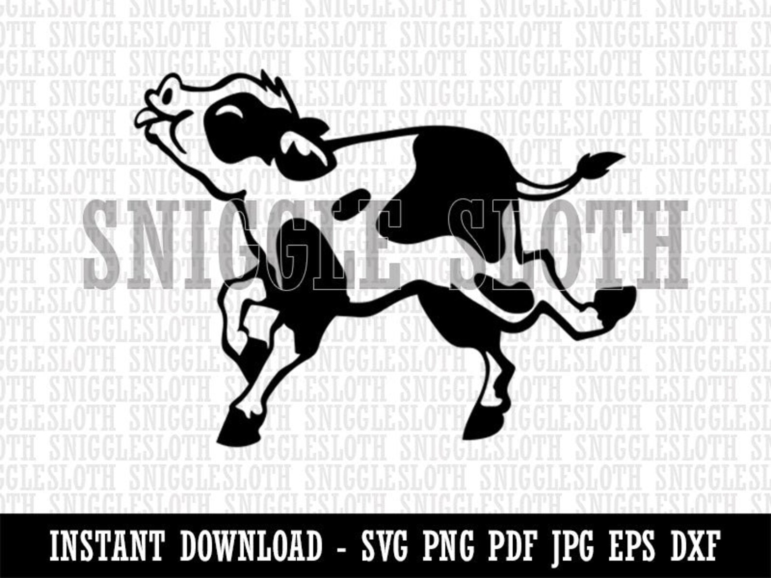 Happy Prancing Spotted Cow Calf Clipart Instant Digital - Etsy