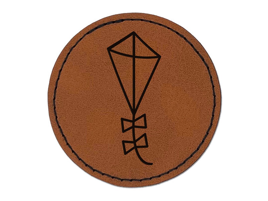 Cute Kite Outline Round Iron-on Engraved Faux Leather Patch - Etsy