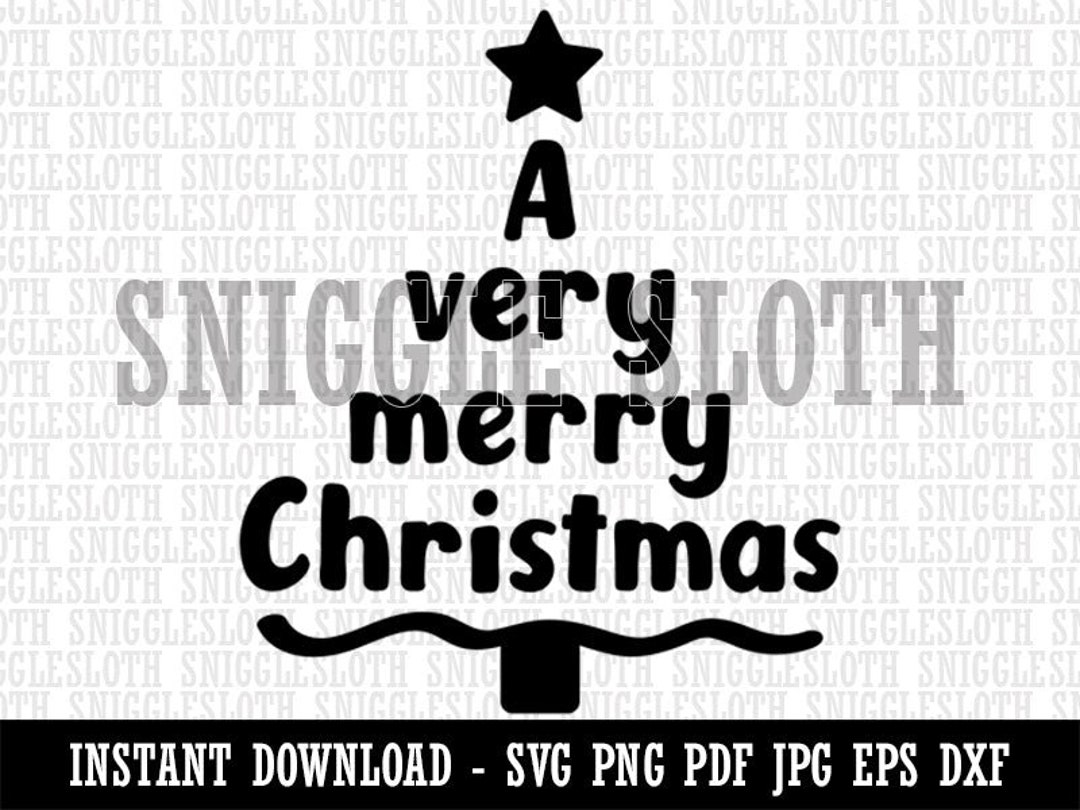 A Very Merry Christmas Tree Clipart Instant Digital Download - Etsy
