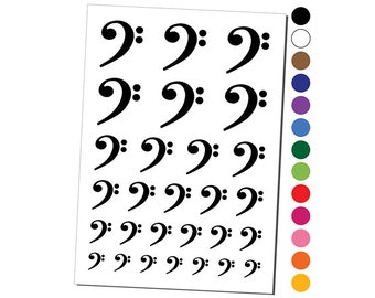 Bass Clef Temporary Tattoo Sticker set of 2 - Etsy