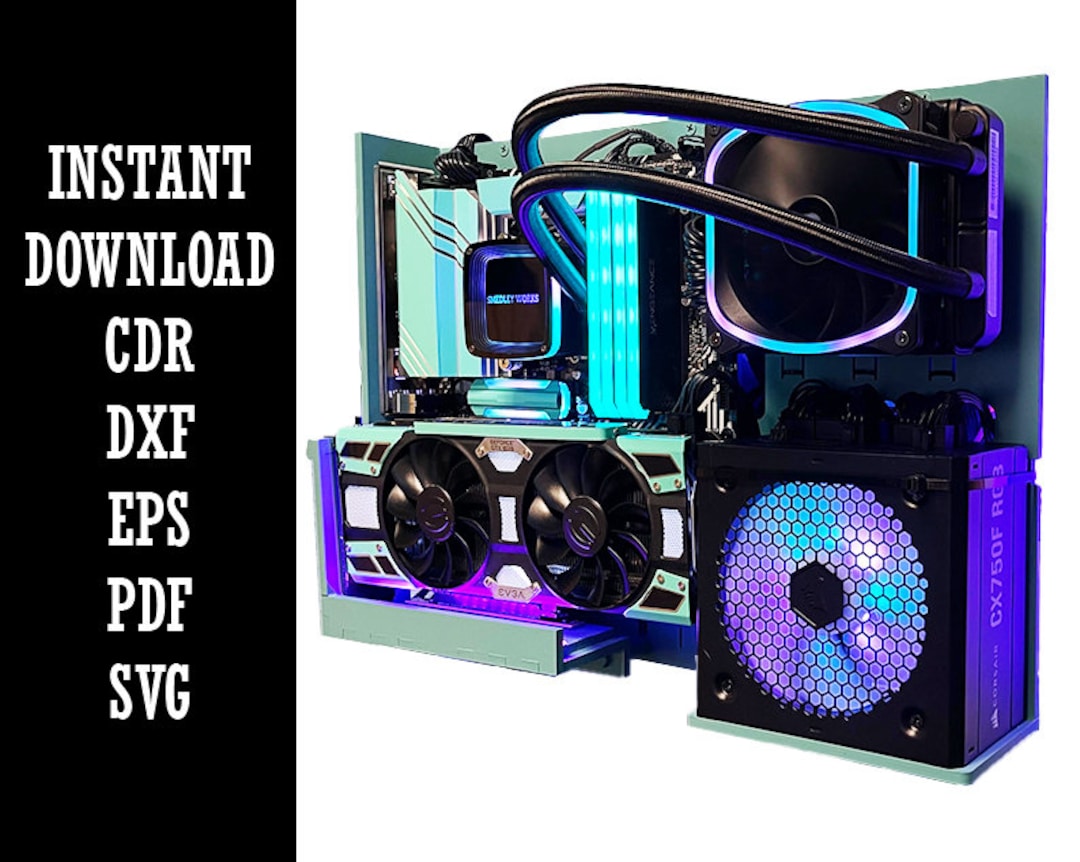 Open-air Wall or Desk Mount Flat Wood PC Computer Case Cdr Dxf Eps Pdf ...