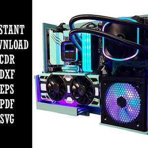 Open-air Wall or Desk Mount Flat Wood PC Computer Case Cdr Dxf Eps Pdf ...