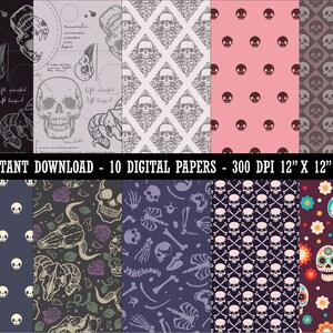 Skulls Crossbones Background Digital Paper Download JPG PDF - Etsy