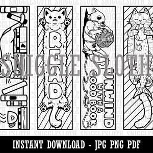 Fun Cats Coloring Bookmarks Instant Digital Download Print Printable ...