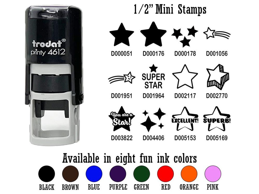 Teacher Student School Class Recognition Stars 1/2 Self-inking Rubber ...