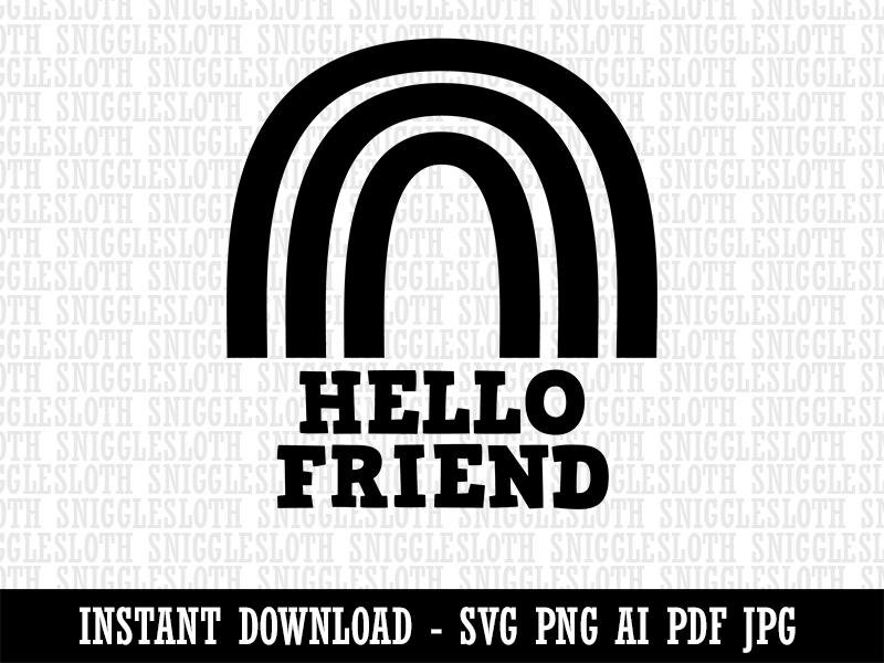 Hello Friend Fun Rainbow Clipart Instant Digital Download AI | Etsy
