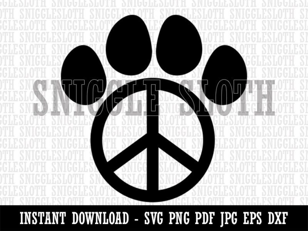 Paw Print Dog Cat Peace Sign Clipart Instant Digital Download SVG EPS ...