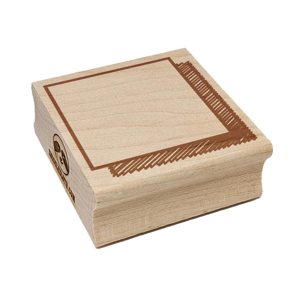 Square Box Note Doodle Drop Shadow Square Rubber Stamp for | Etsy