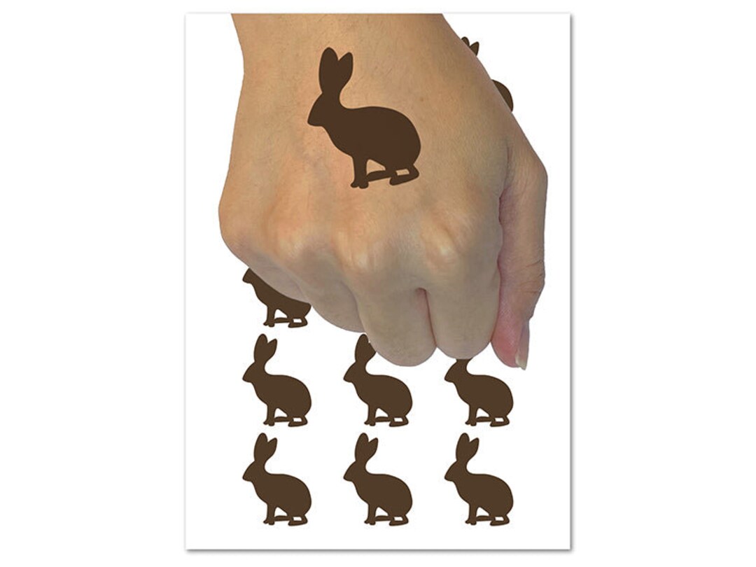 Jack Rabbit Silhouette Temporary Tattoo Water Resistant Fake Body Art ...