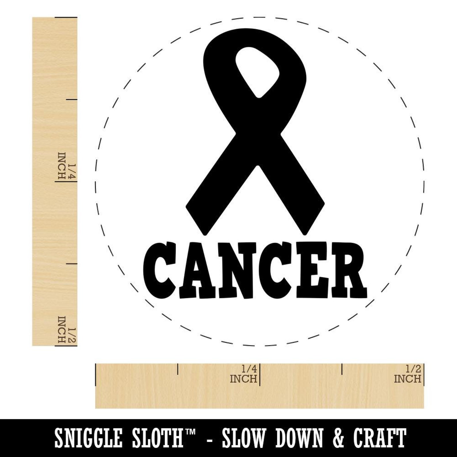 Cancer With Awareness Ribbon Rubber Stamp for Stamping - Etsy
