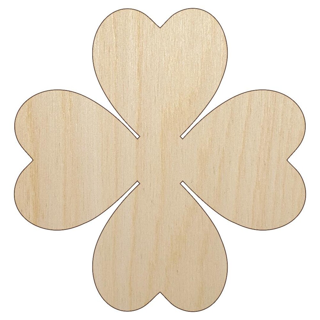 Four Leaf Clover Lucky Solid Unfinished Wood Shape Piece Cutout for DIY ...