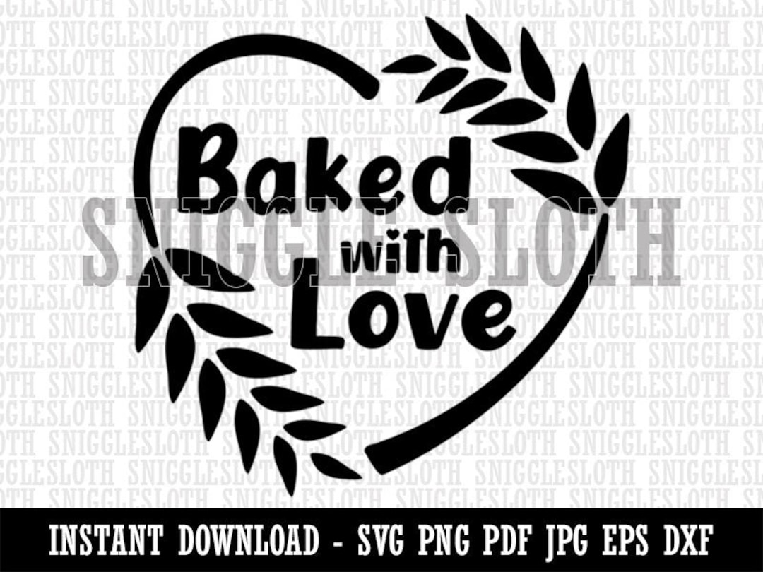 Baked With Love Heart Wheat Wreath Bread Baking Clipart Digital ...