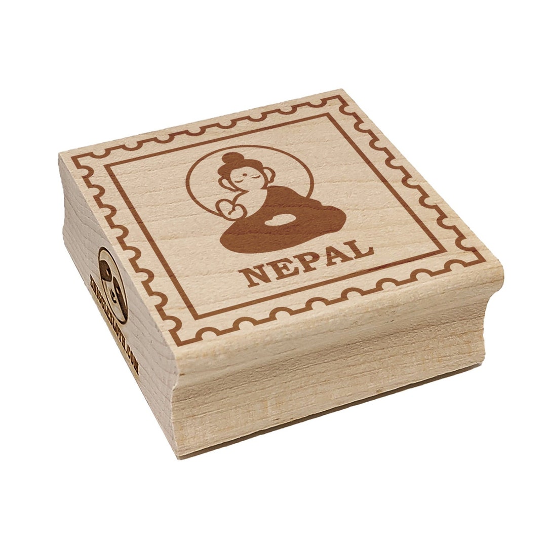 Nepal Travel Buddha Siddhartha Gautama Buddhism Square Rubber Stamp for ...