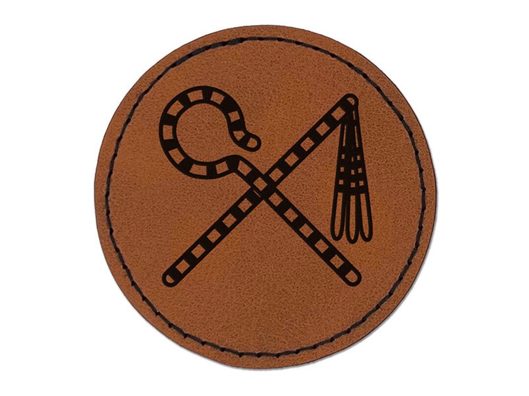 Egyptian Crook and Flail Pharaoh Round Iron-on Engraved Faux Leather ...