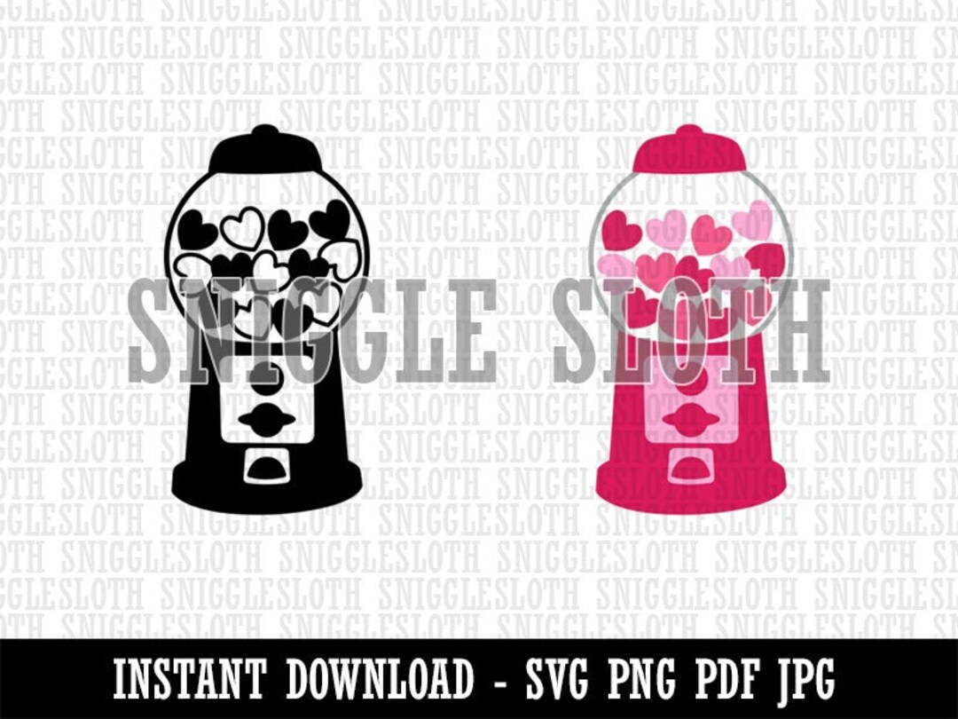 Valentine's Heart Gumball Machine Valentine's Day B&W Color Clipart ...