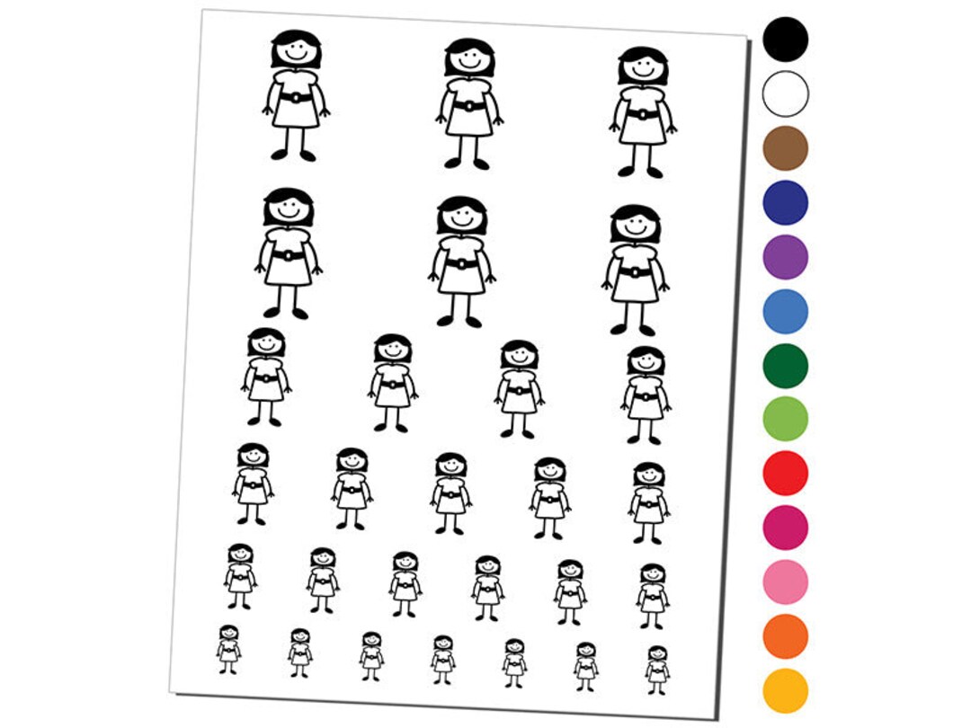 Stick Figure Woman Mom Temporary Tattoo Water Resistant Fake - Etsy