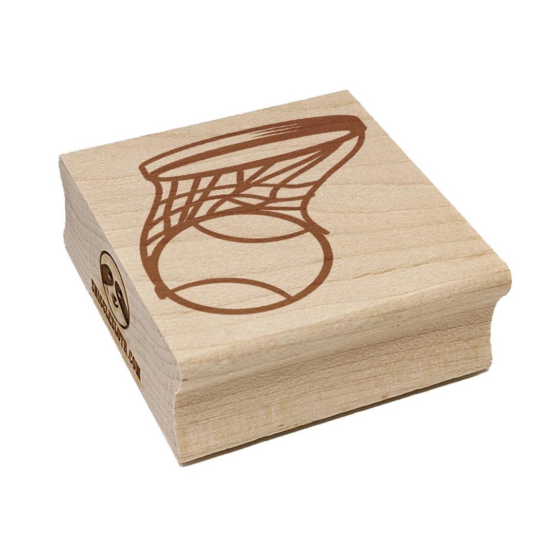 Basketball and Hoop Sketch Square Rubber Stamp for Stamping - Etsy