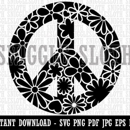 Floral Peace Sign SVG - Etsy