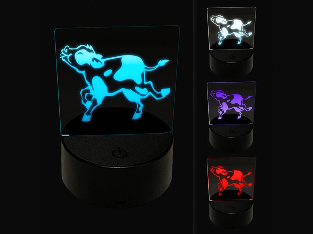 Happy Prancing Spotted Cow Calf 3D Illusion LED Night Light - Etsy
