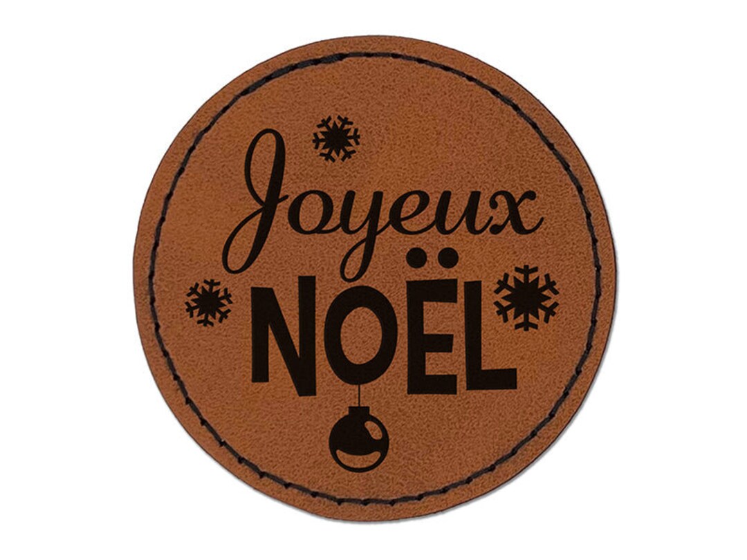 Joyeux Noel French With Christmas Ornaments and Snowflakes Round Iron ...