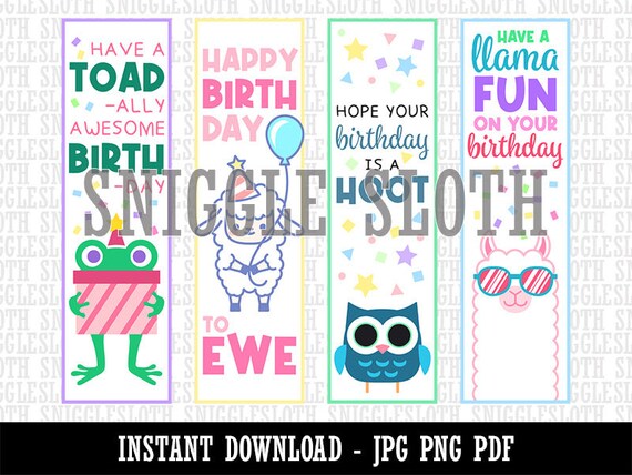 Animal Birthday Puns Bookmarks Instant Digital Download Print - Etsy