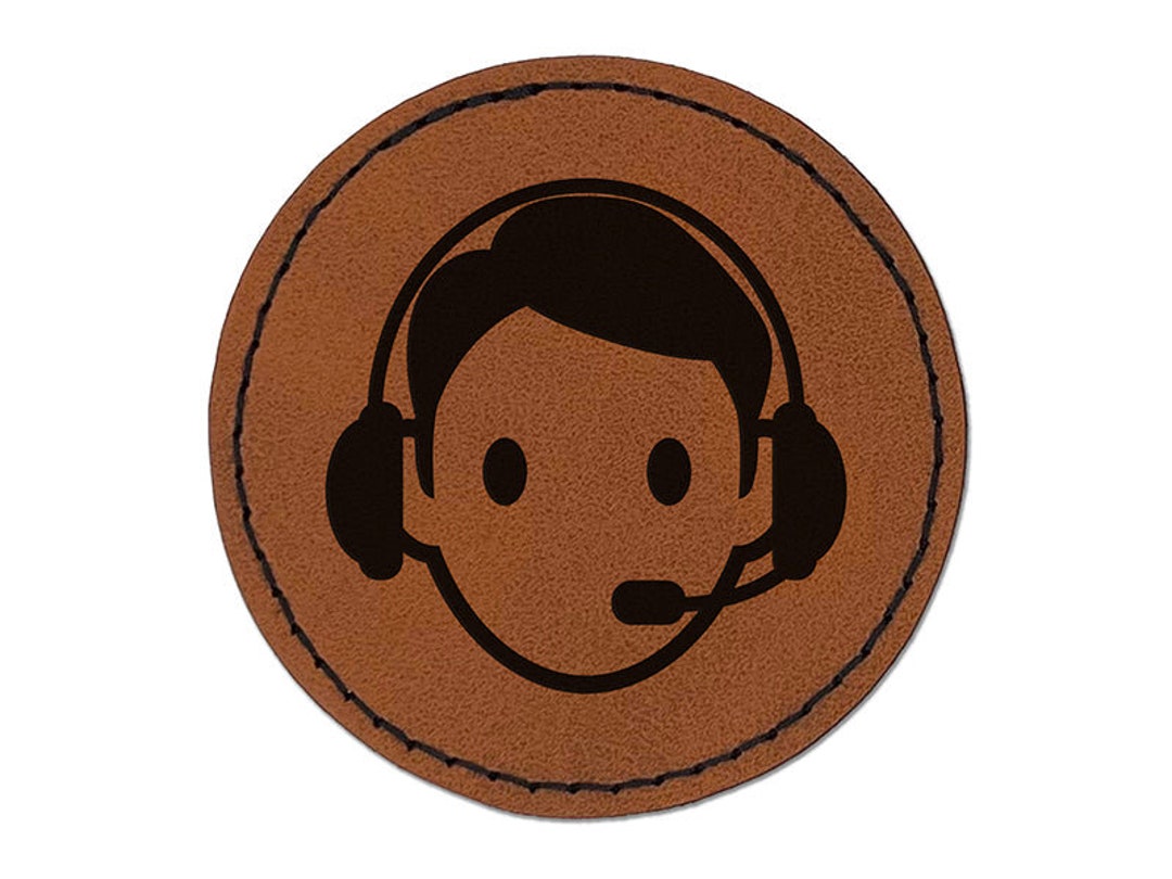 Occupation Customer Service Man Icon Round Iron-on Engraved Faux ...