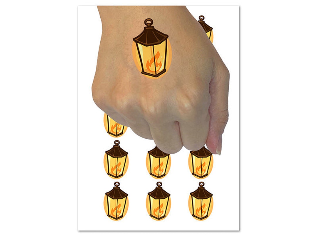 Lantern Lamp With Fire Temporary Tattoo Water Resistant Fake Body Art ...
