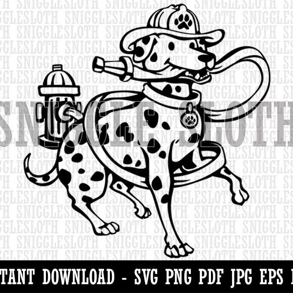 Dalmatian With Fire Hat on Clipart - Etsy