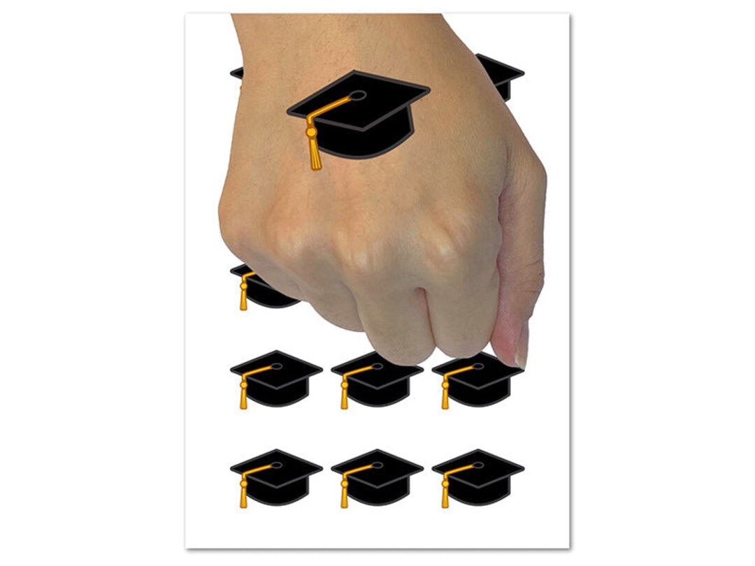Graduation Cap Hat Temporary Tattoo Water Resistant Fake Body Art Set ...