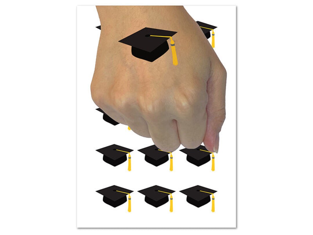 Graduation Cap Solid Temporary Tattoo Water Resistant Fake Body Art Set ...