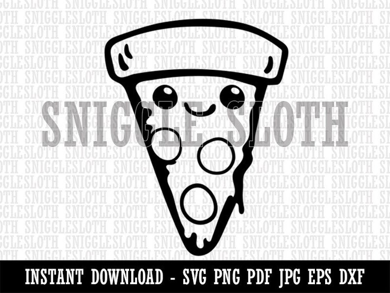 Cute Kawaii Pepperoni Pizza Clipart Instant Digital Download - Etsy