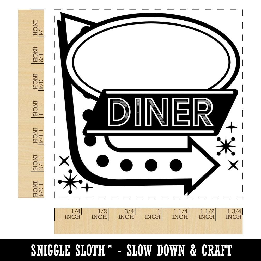 Blank Retro Diner Sign With Arrow Square Rubber Stamp for - Etsy