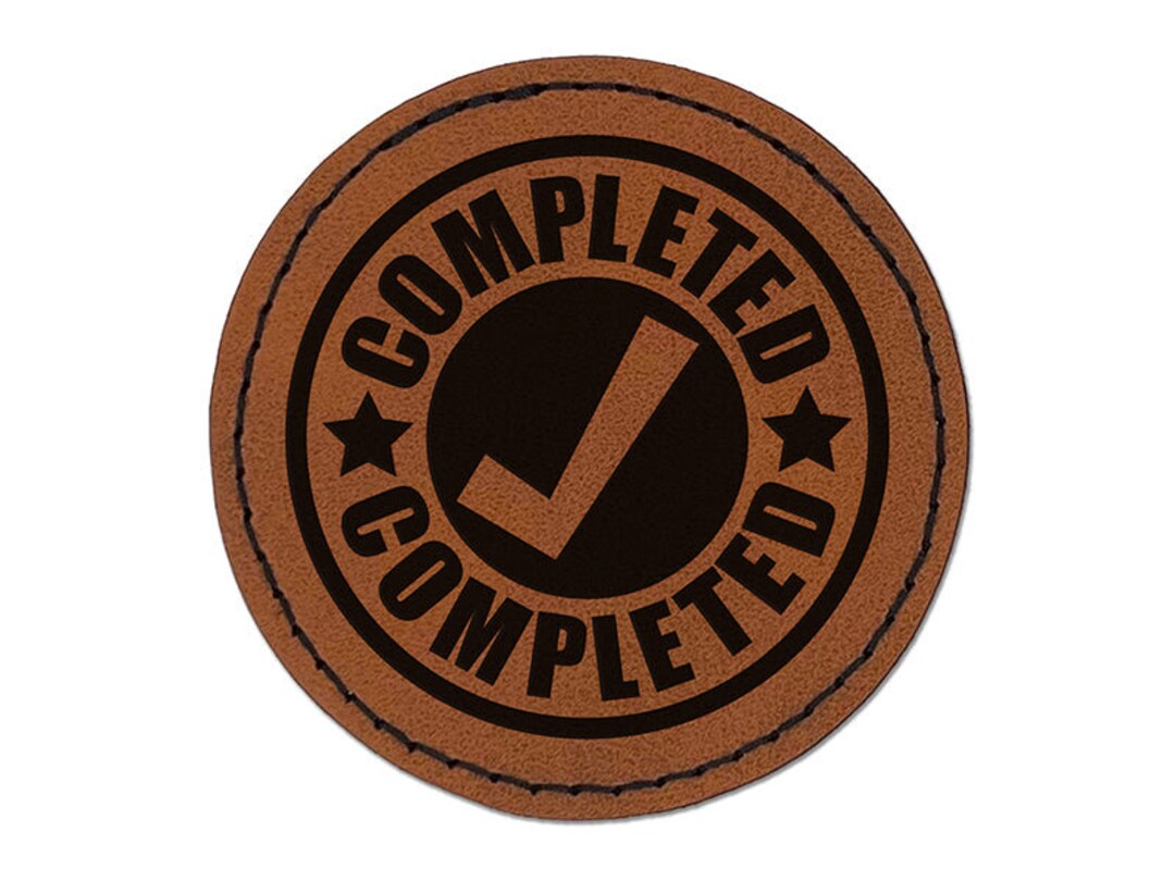 Completed Check Mark Teacher School Round Iron-on Engraved Faux Leather ...