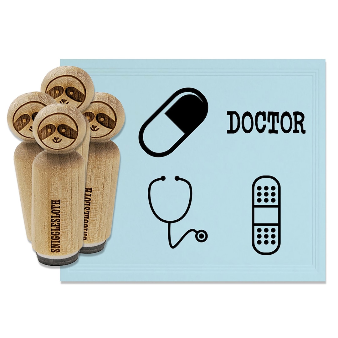 Medical Doctor MD Stethoscope Bandage Pill Rubber Stamp Set for ...