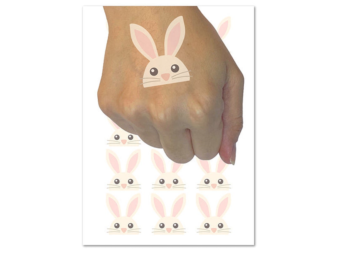 Peeking Bunny Rabbit Temporary Tattoo Water Resistant Fake Body Art Set ...