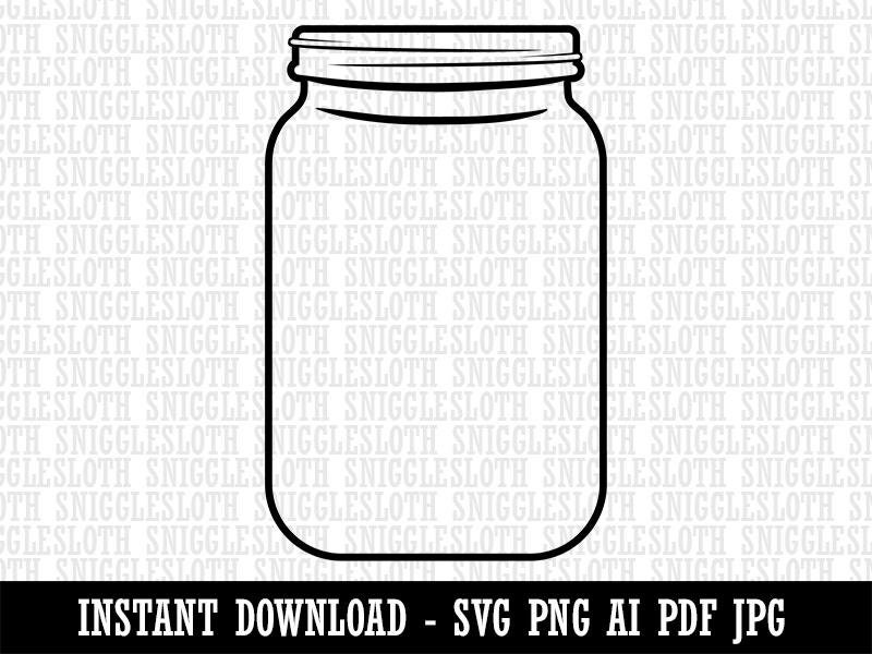 Empty Fillable Glass Mason Jar Clipart Instant Digital | Etsy