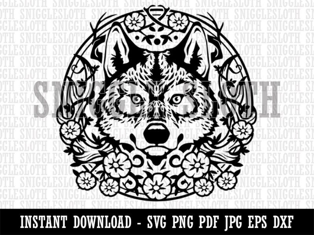 Regal Floral Wreath Wolf Wolves Head With Flower Antlers - Etsy