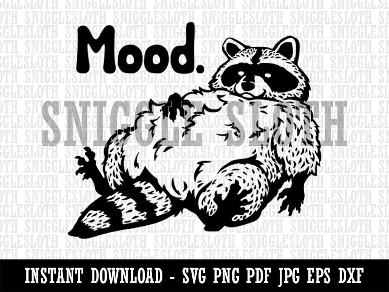 Fluffy Lazy Raccoon Mood Clipart Instant Digital Download SVG - Etsy