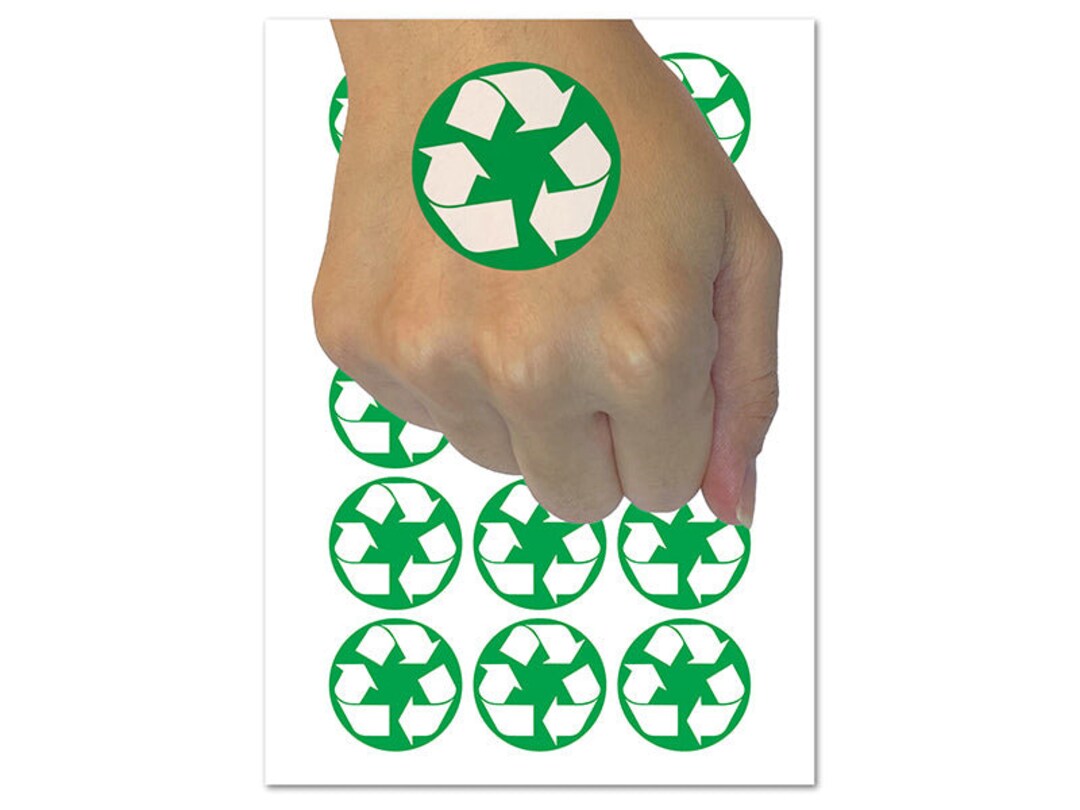 Recycle Symbol Solid Temporary Tattoo Water Resistant Fake Body Art Set ...