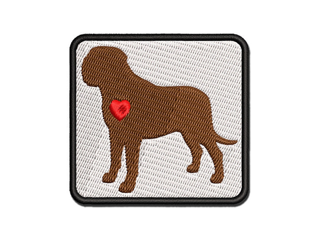 English Mastiff Dog With Heart Multi-color Embroidered Iron-on Patch ...