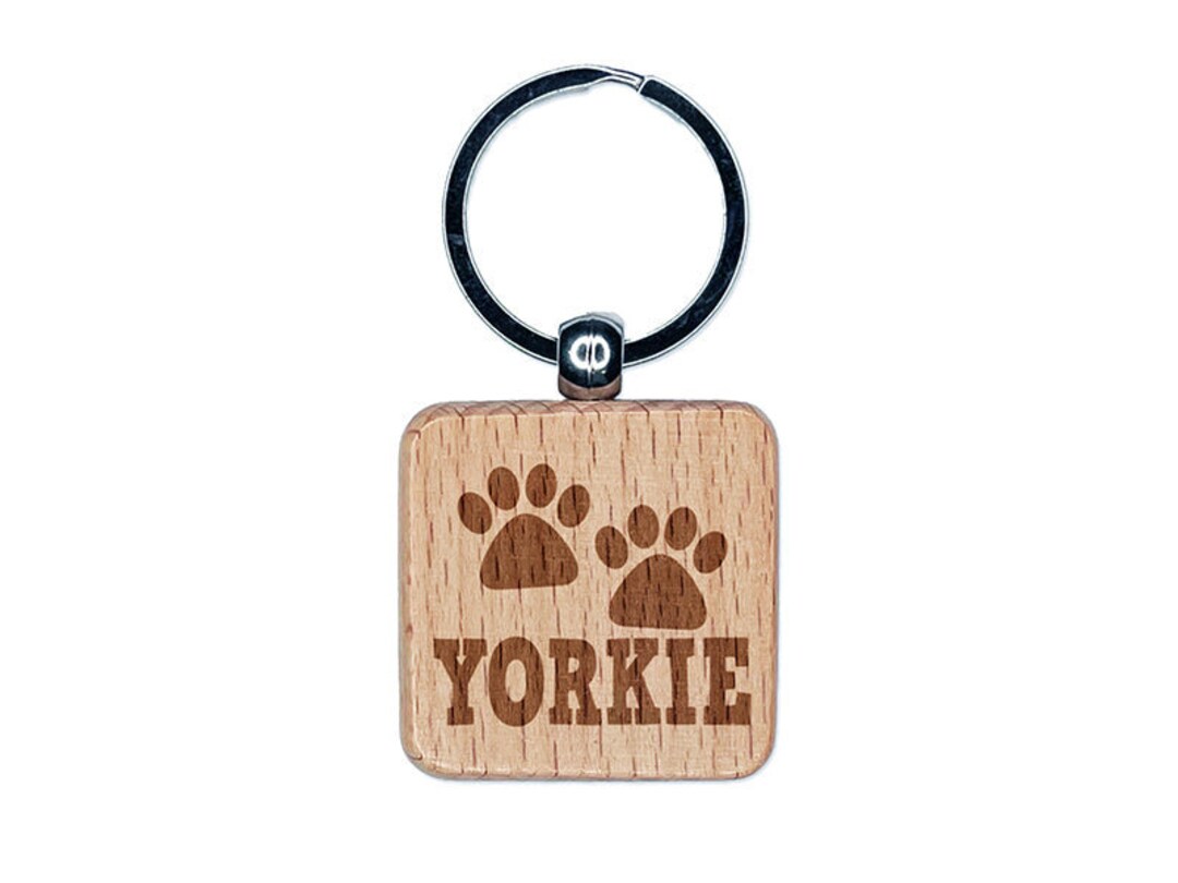 Yorkie Yorkshire Terrier Dog Paw Prints Fun Text Engraved Wood Square ...