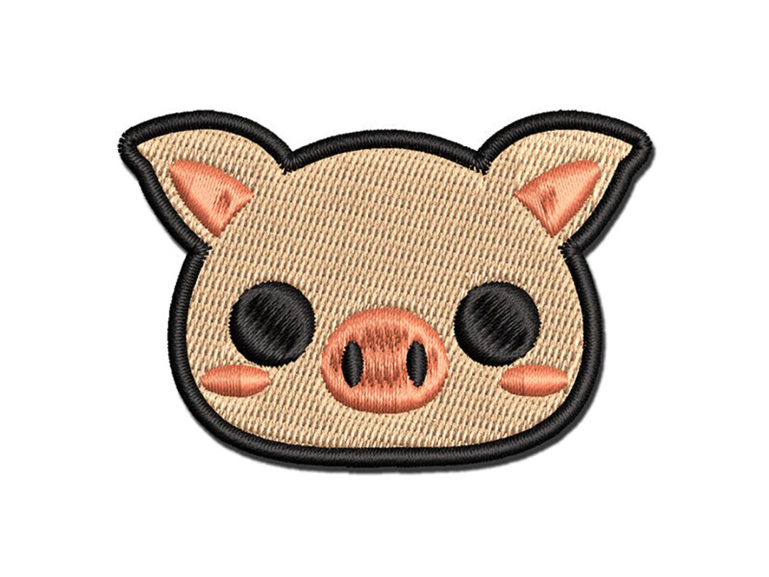 Charming Kawaii Chibi Pig Face Blushing Cheeks Multi-color Embroidered ...