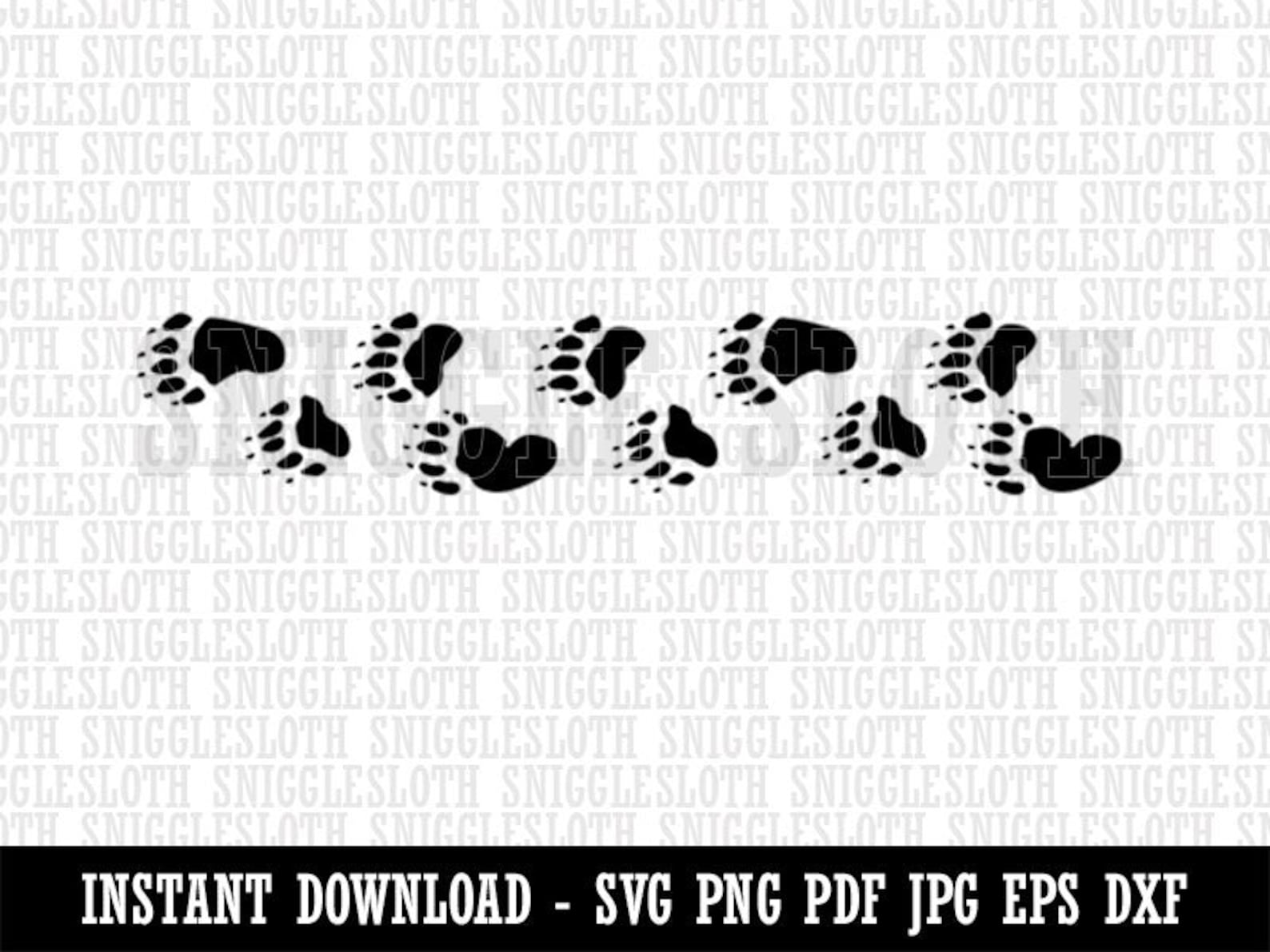 Bear Tracks Animal Paw Prints Border Clipart Instant Digital - Etsy