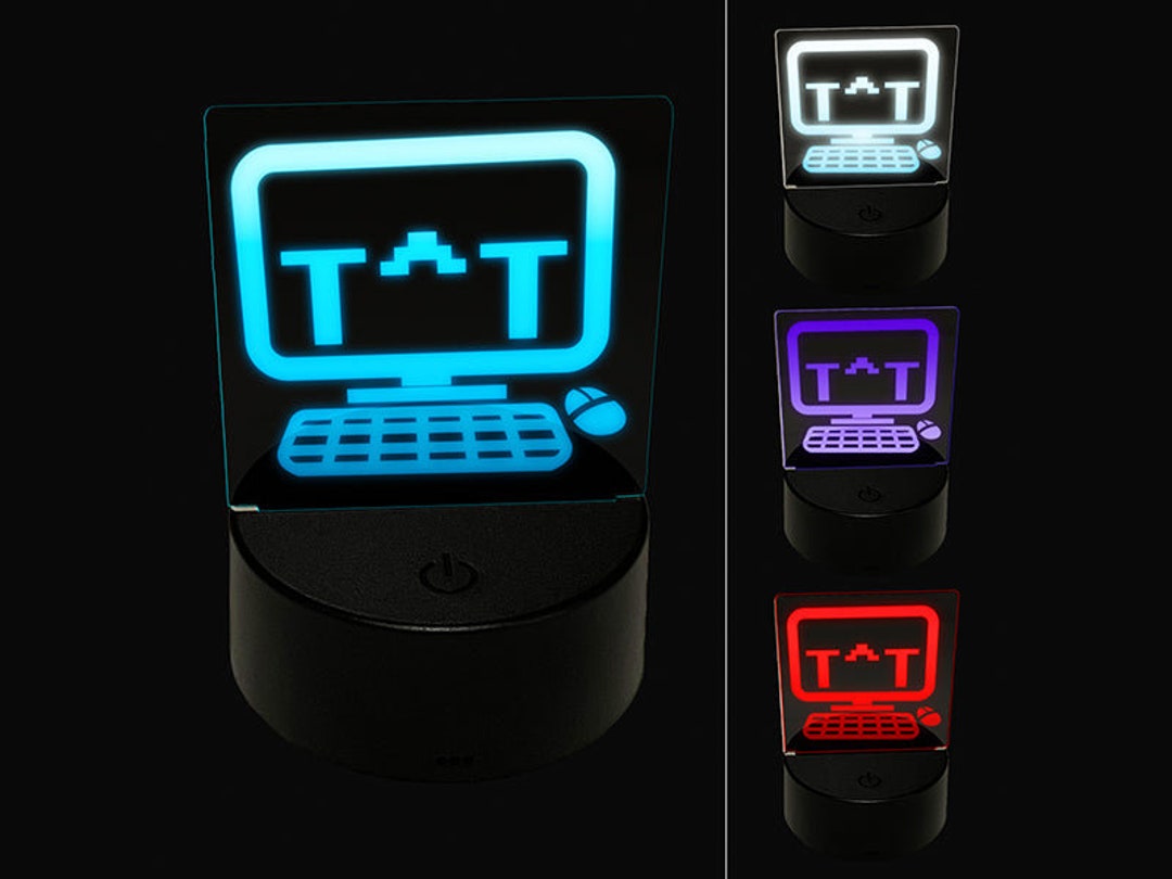 Crying Kawaii Computer Face Emoticon 3D Illusion LED Night - Etsy