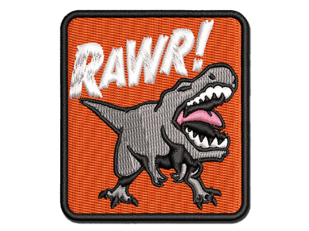 Tyrannosaurus Rex Rawr Roar Dinosaur Multi-color Embroidered - Etsy