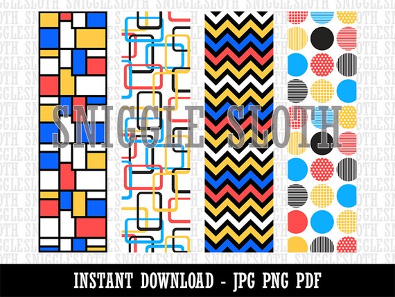 Retro Mod Inspired Patterns Bookmarks Instant Digital Download | Etsy
