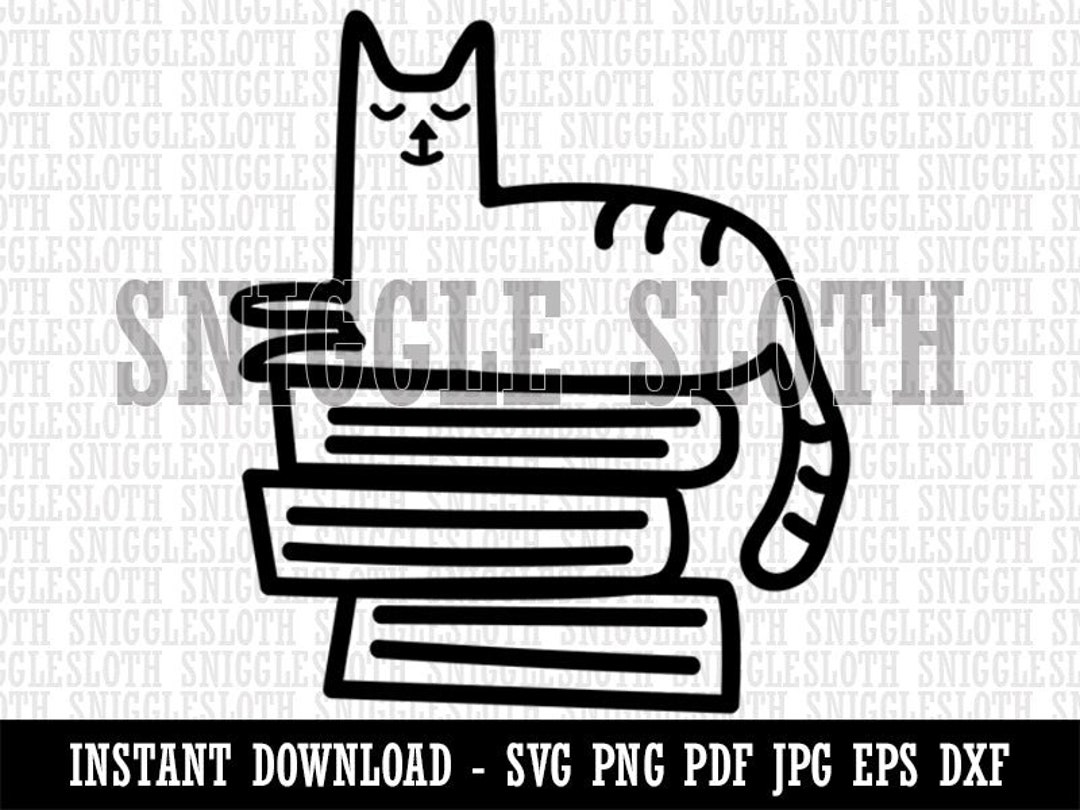 Cat and Books Reading Doodle Clipart Instant Digital Download - Etsy